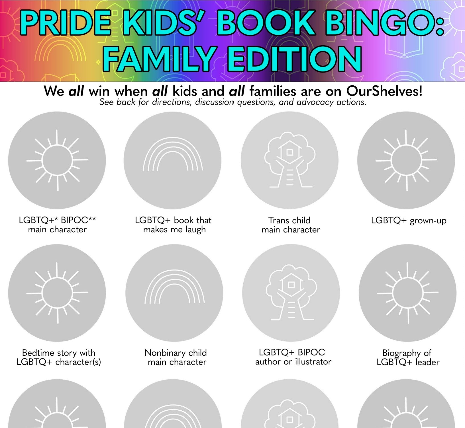 Pride Family Bingo | Ourshelves Diverse Kids Subscription Boxes